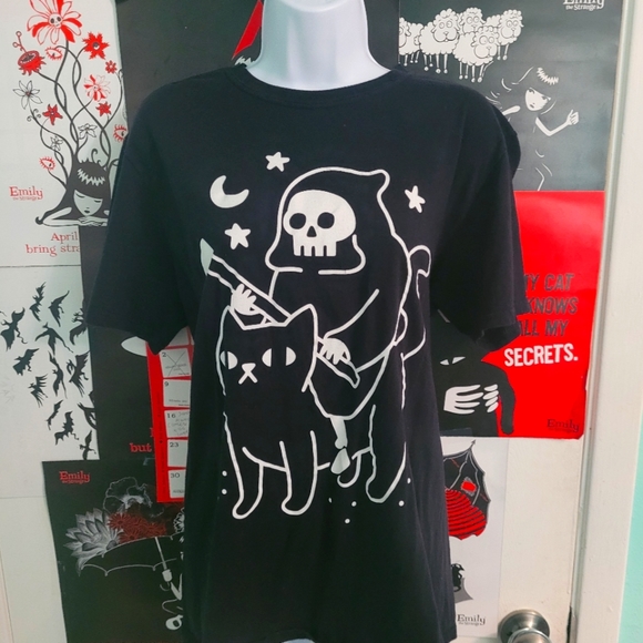 Hot Topic | Tops | Grim Reaper Kitty Shirt | Poshmark